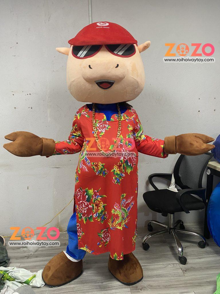 Nhận làm mascot heo - Rối hơi vẫy tay