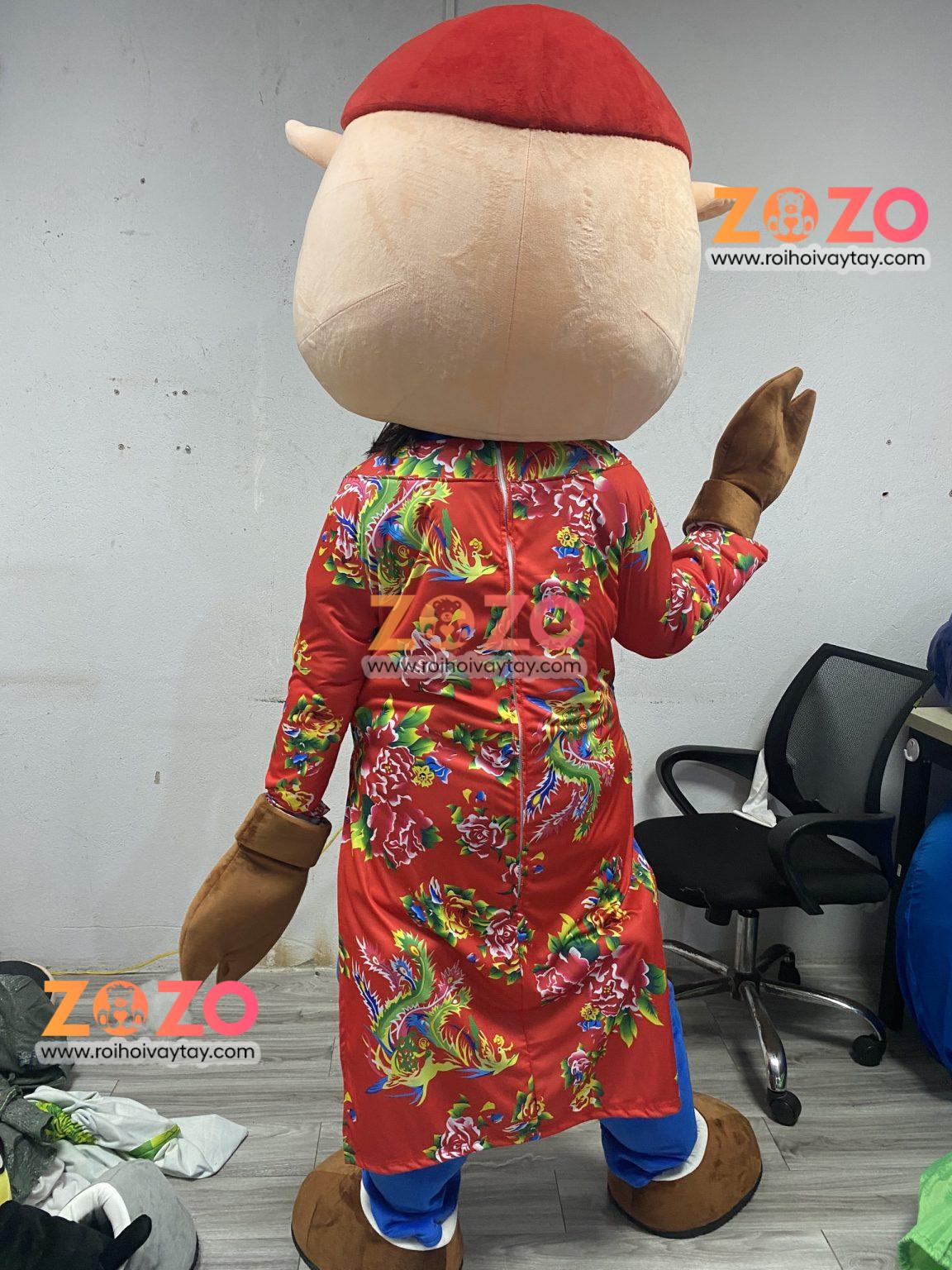 Nhận làm mascot heo - Rối hơi vẫy tay